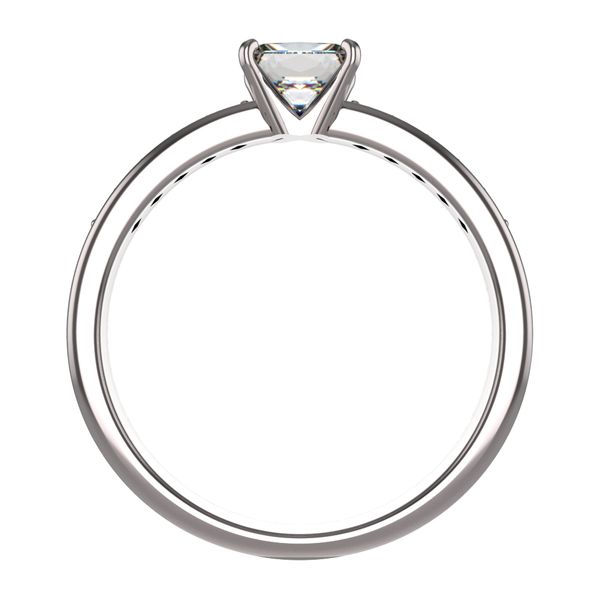 4 prongs Pave Ring in 14k white gold, #8475
