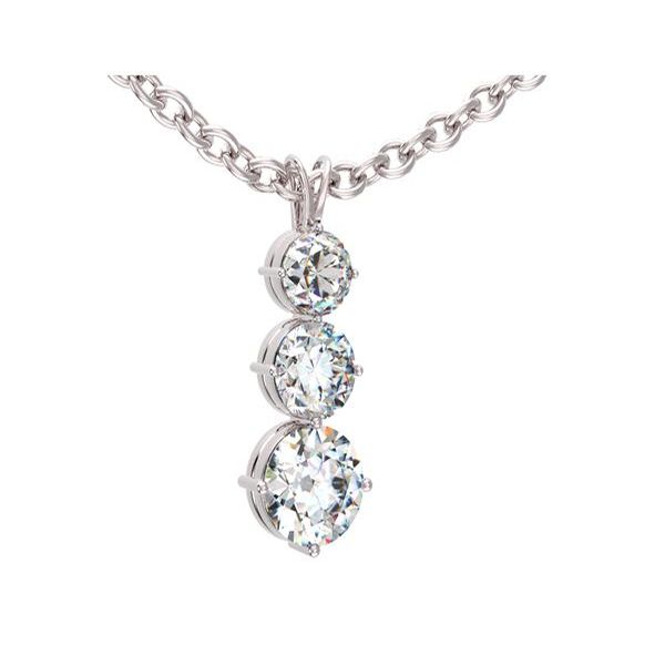 4 prongs trilogy with v bail Pendant in 18k white gold, #8756